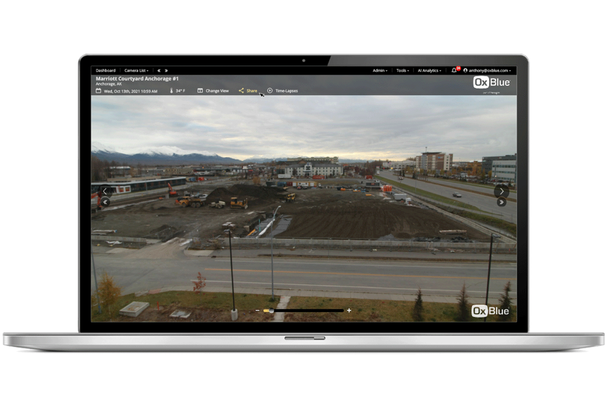 Full jobsite visibility with OxBlue's construction camera software