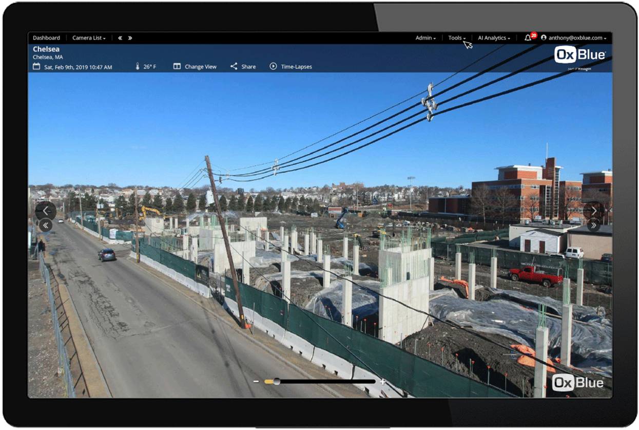 Full jobsite visibility with OxBlue's construction camera software