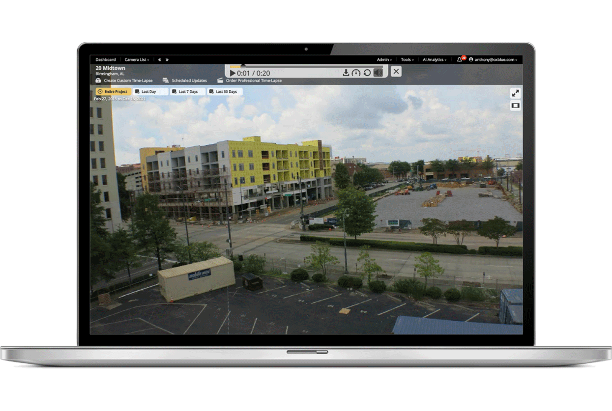 Full jobsite visibility with OxBlue's construction camera software